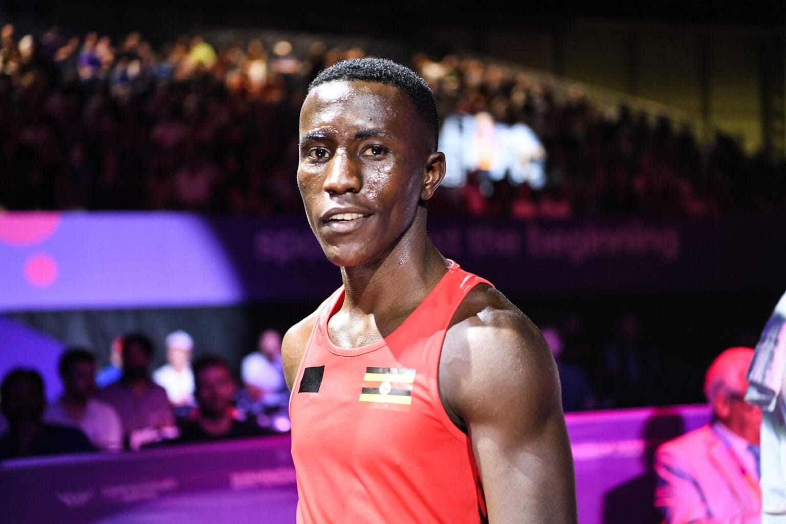 The youngest boxer of the Games, Uganda’s Isaac Zebra Ssenyange Jr ...